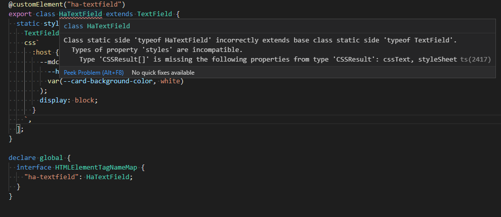 Errors in VS Code when trying to extend components · Issue #1708 · material-components/material ...