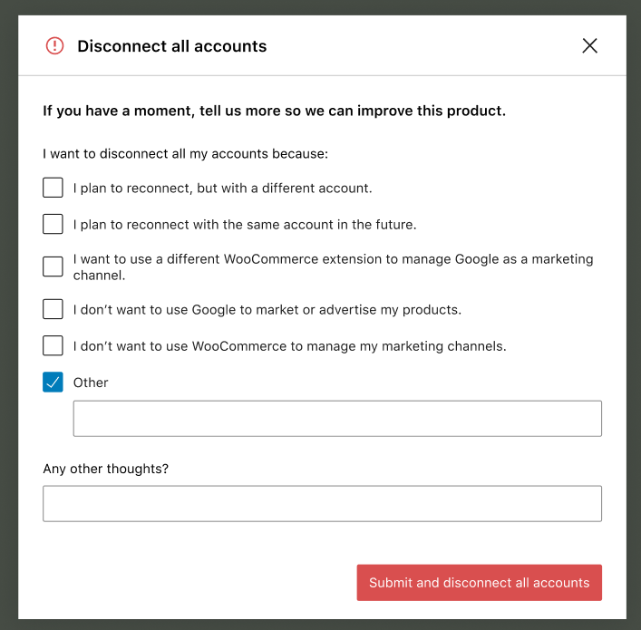 Settings / Disconnect Page · Issue #286 · woocommerce/google-listings ...