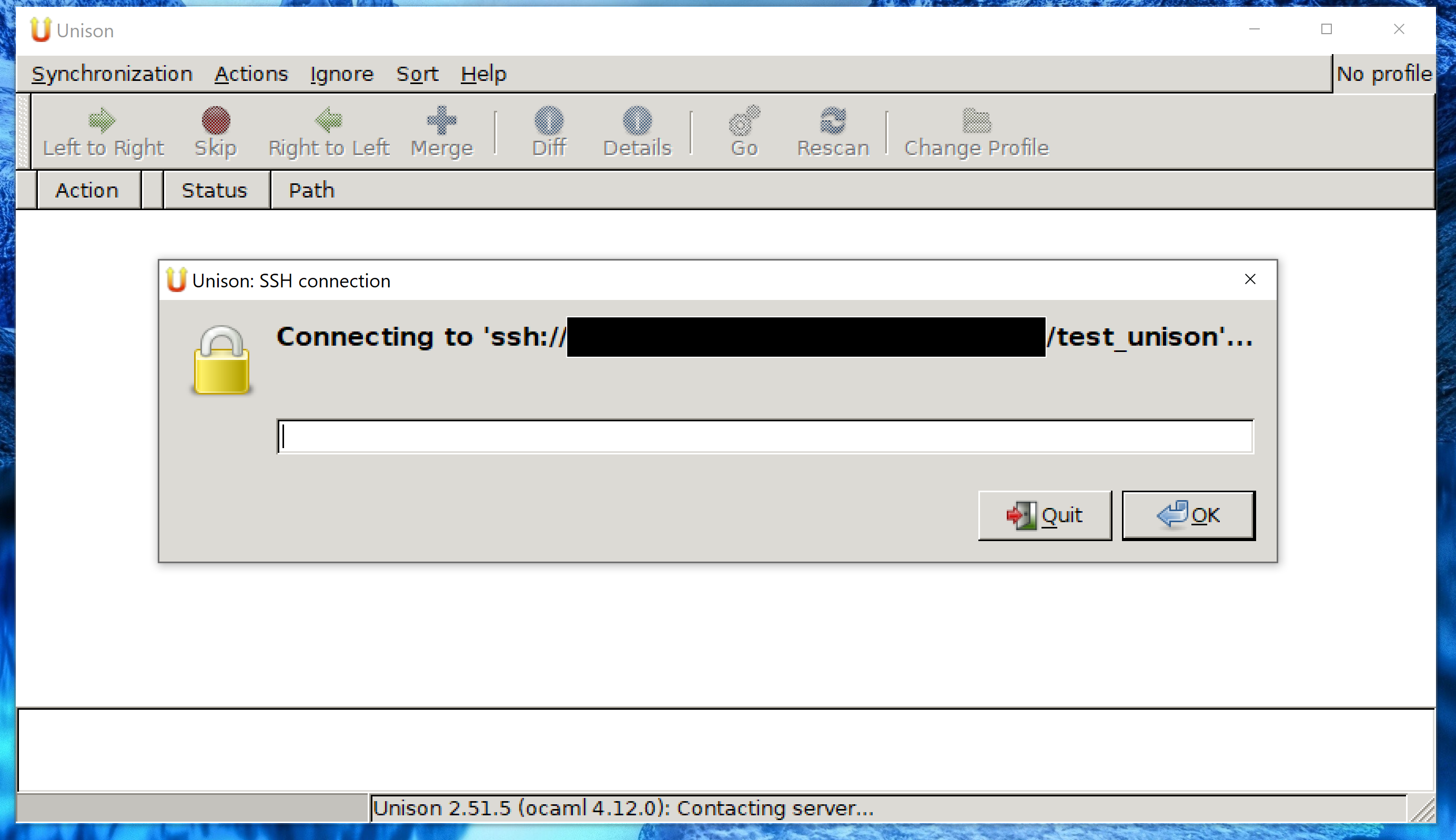 Unsion with OpenSSH on Windows shows empty prompt · Issue #794 · bcpierce00/unison · GitHub