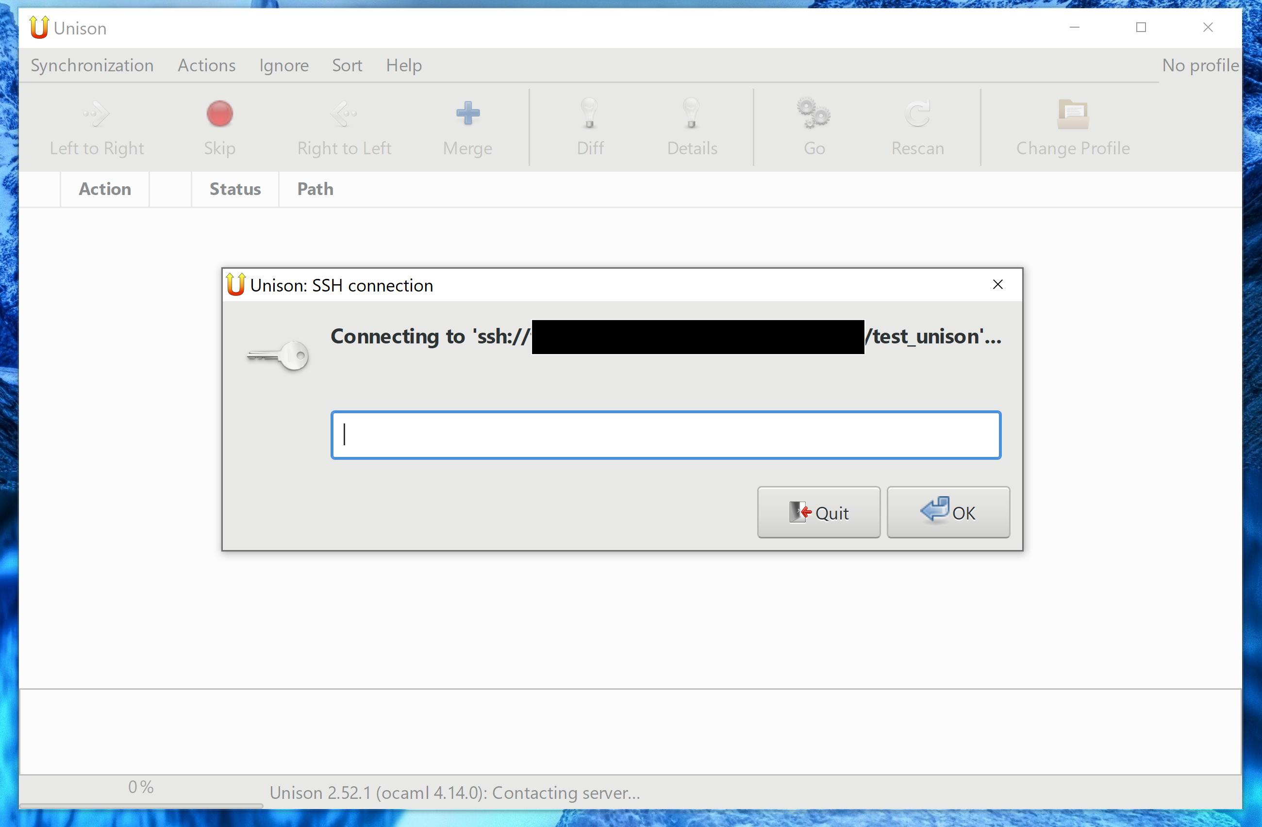 Unsion with OpenSSH on Windows shows empty prompt · Issue #794 · bcpierce00/unison · GitHub