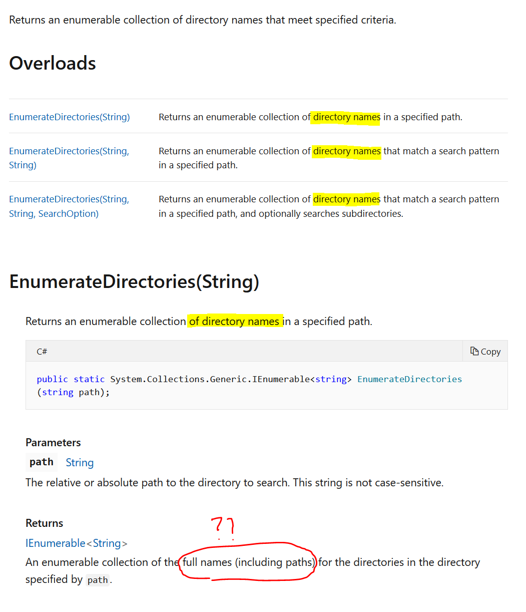 Directory.EnumerateFiles documentation is misleading · Issue #3356 · dotnet/dotnet-api-docs · GitHub