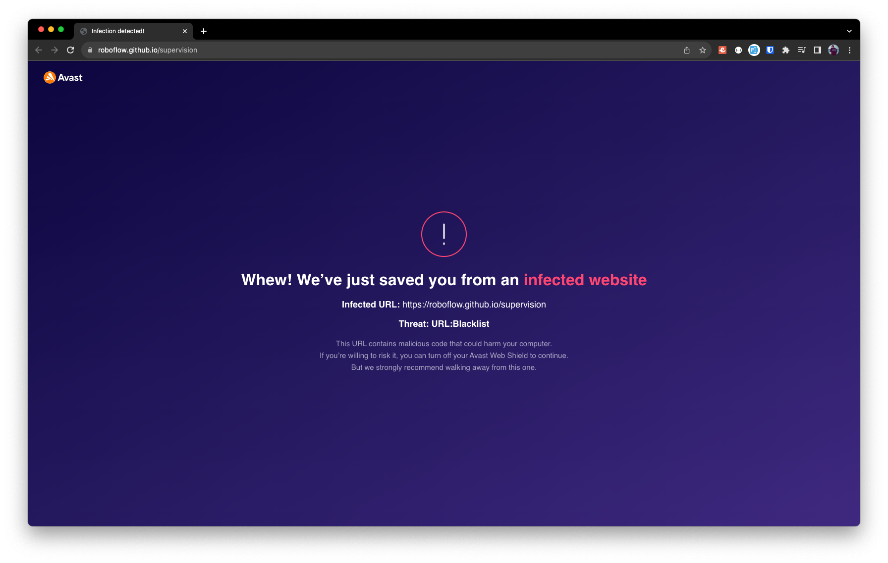 Avast is detecting the landing page as infected · Issue #293 · roboflow/supervision · GitHub