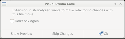 Renaming file always gives a popup that there are refactoring changes even when there are none ...