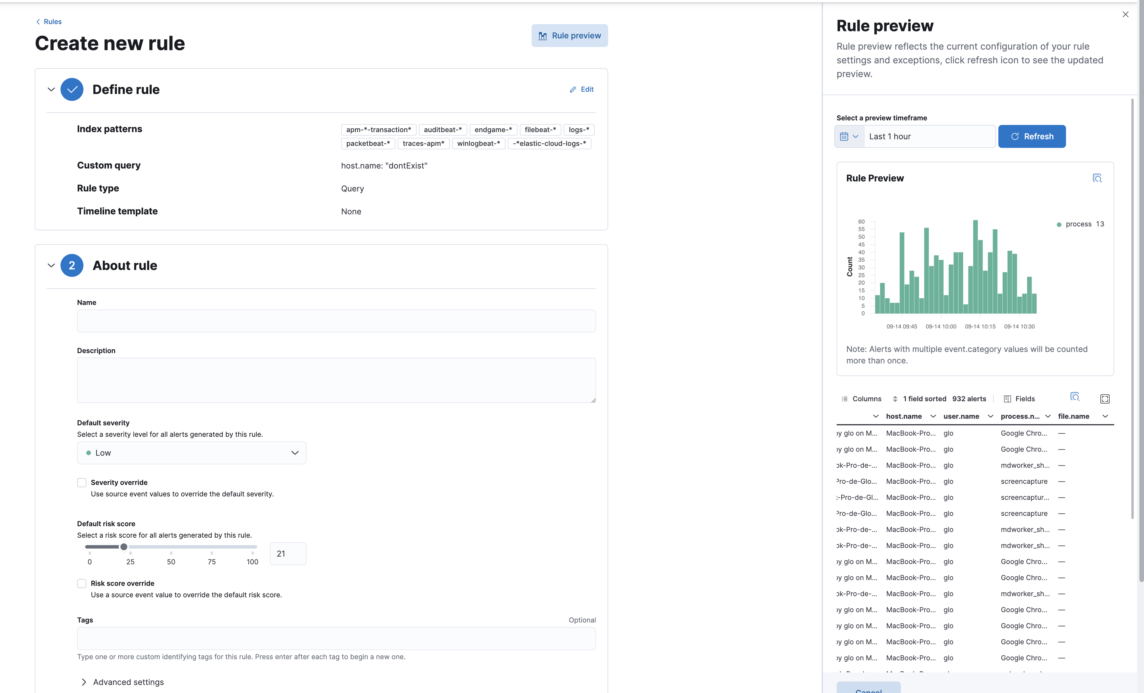 [Security Solution] Alerts on rule preview are not properly refreshed after modifying any value ...