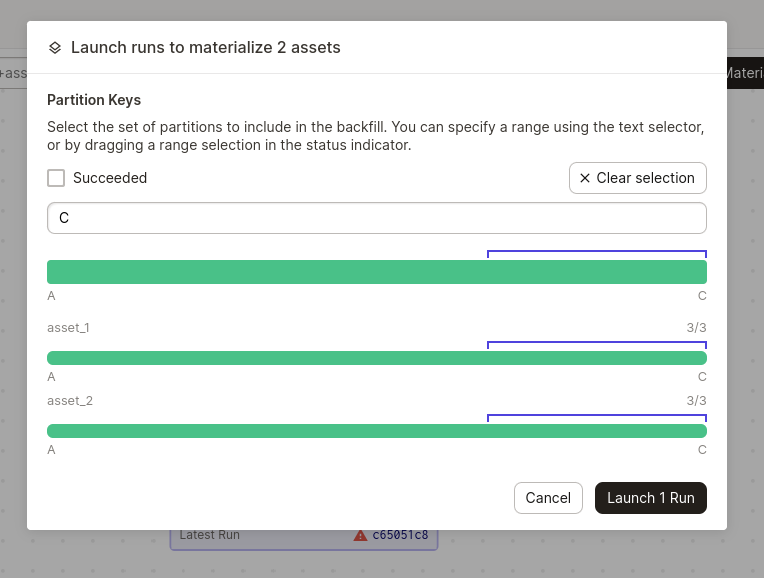 Visual partition selector and asset health visualization on Materialize ...