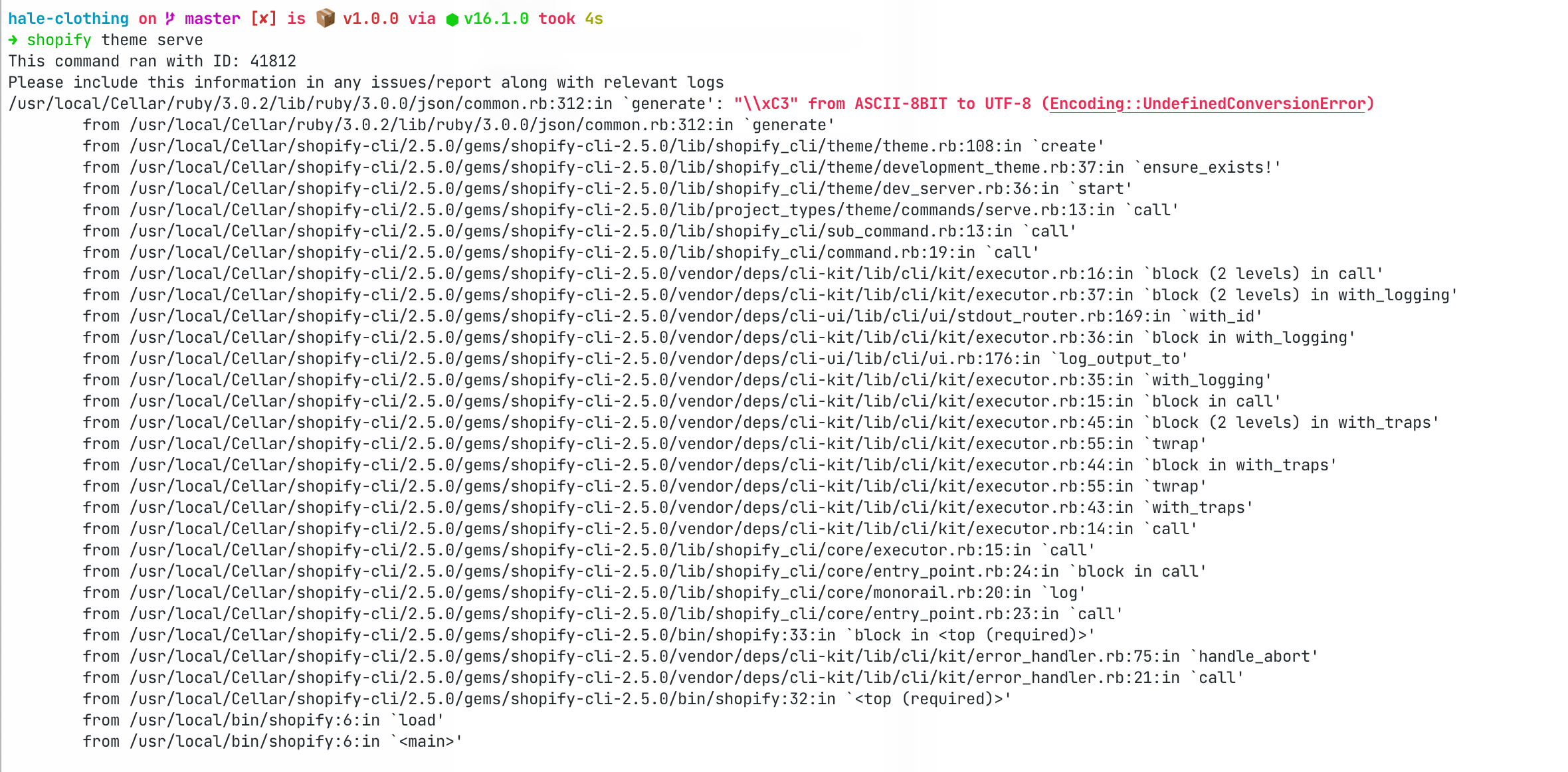 Theme Serve Error Encoding Undefinedconversionerror · Issue 1576 · Shopify Shopify Cli · Github
