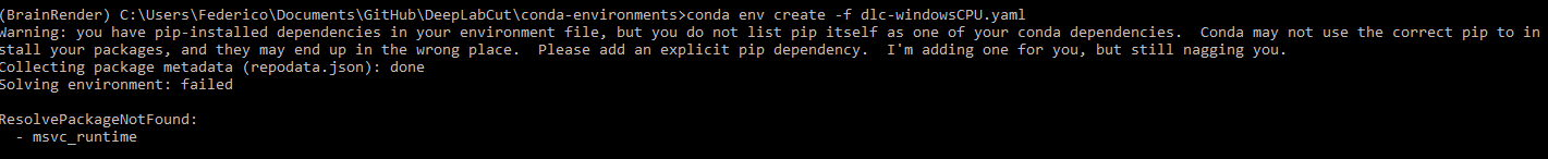 Windows conda environment creation · Issue #507 · DeepLabCut/DeepLabCut ...