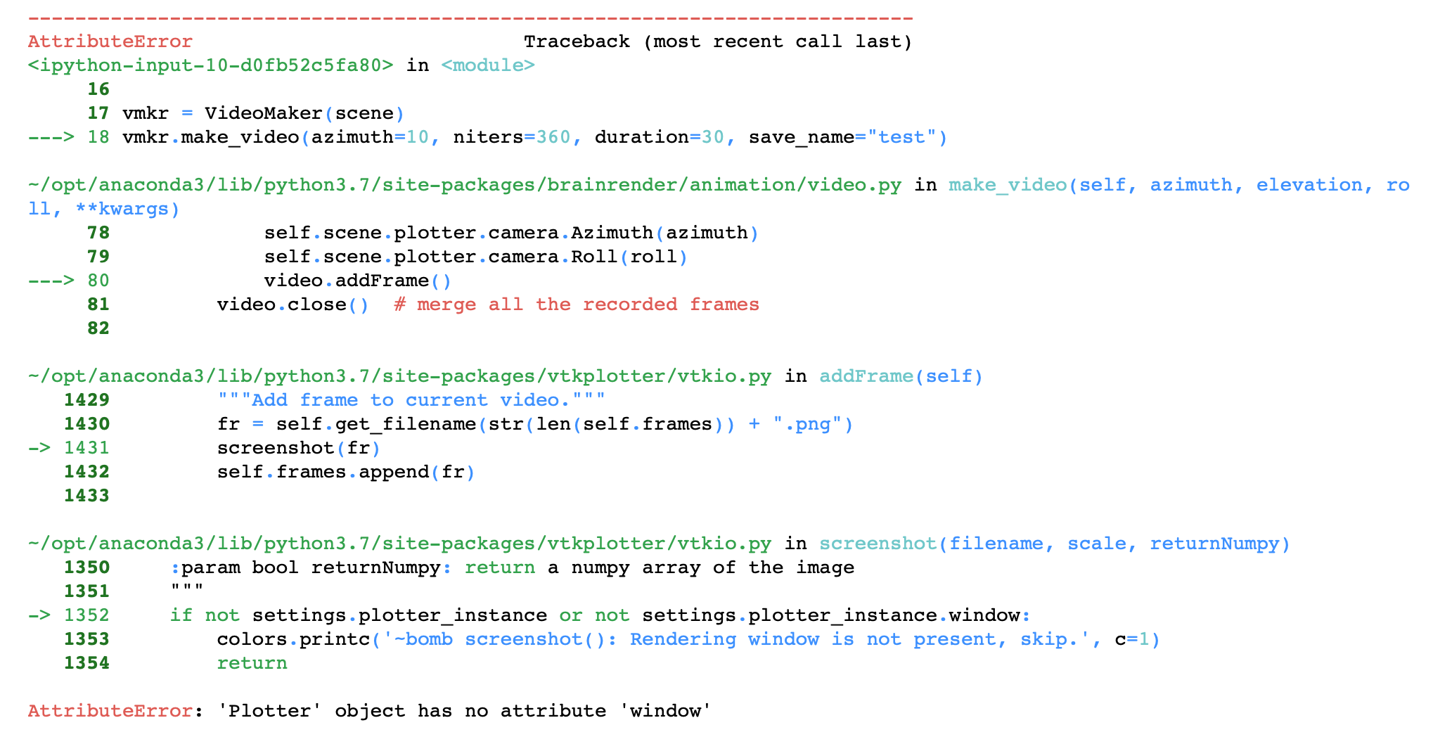 Plotter object has no attribute window in video.addFrame() · Issue #51 · brainglobe/brainrender ...