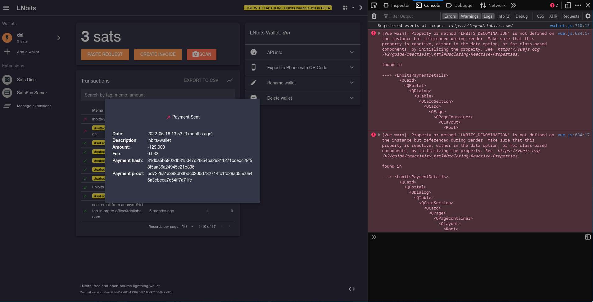 javascript error on payment details · Issue #890 · lnbits/lnbits · GitHub
