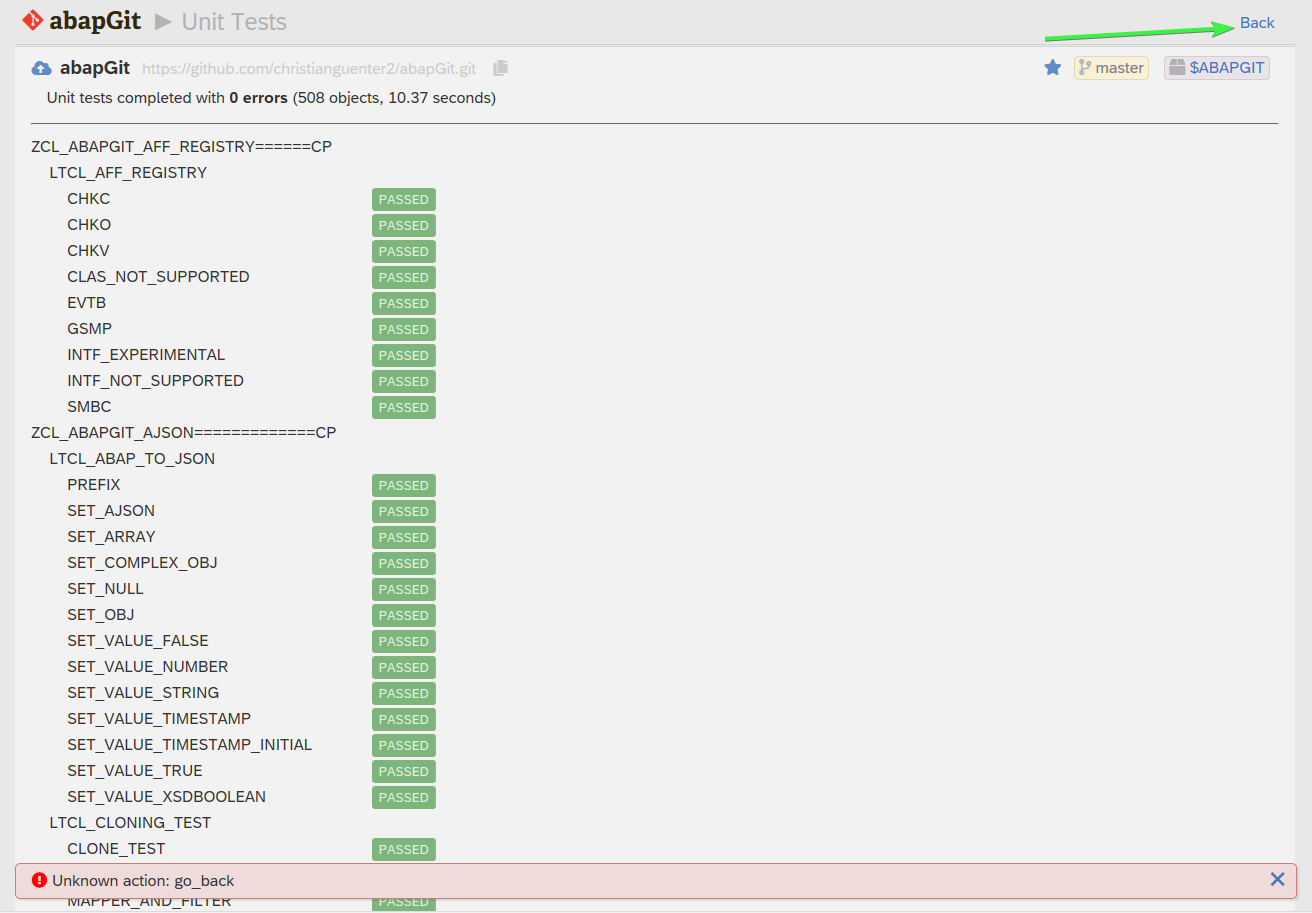Page Unit Tests Back Button Doesn T Work Unknown Action Go Back · Issue 6221 · Abapgit