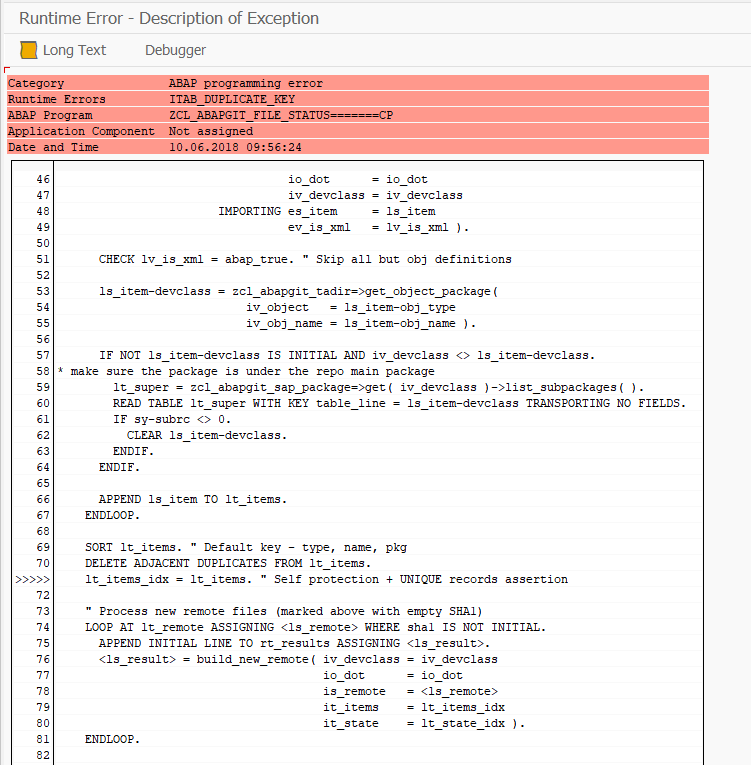 ITAB_DUPLICATE_KEY · Issue #1482 · abapGit/abapGit · GitHub