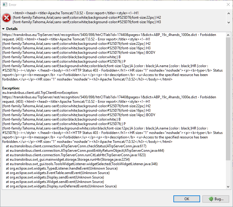 Display of server response messages to user · Issue #179 · Transkribus/TranskribusSwtGui · GitHub