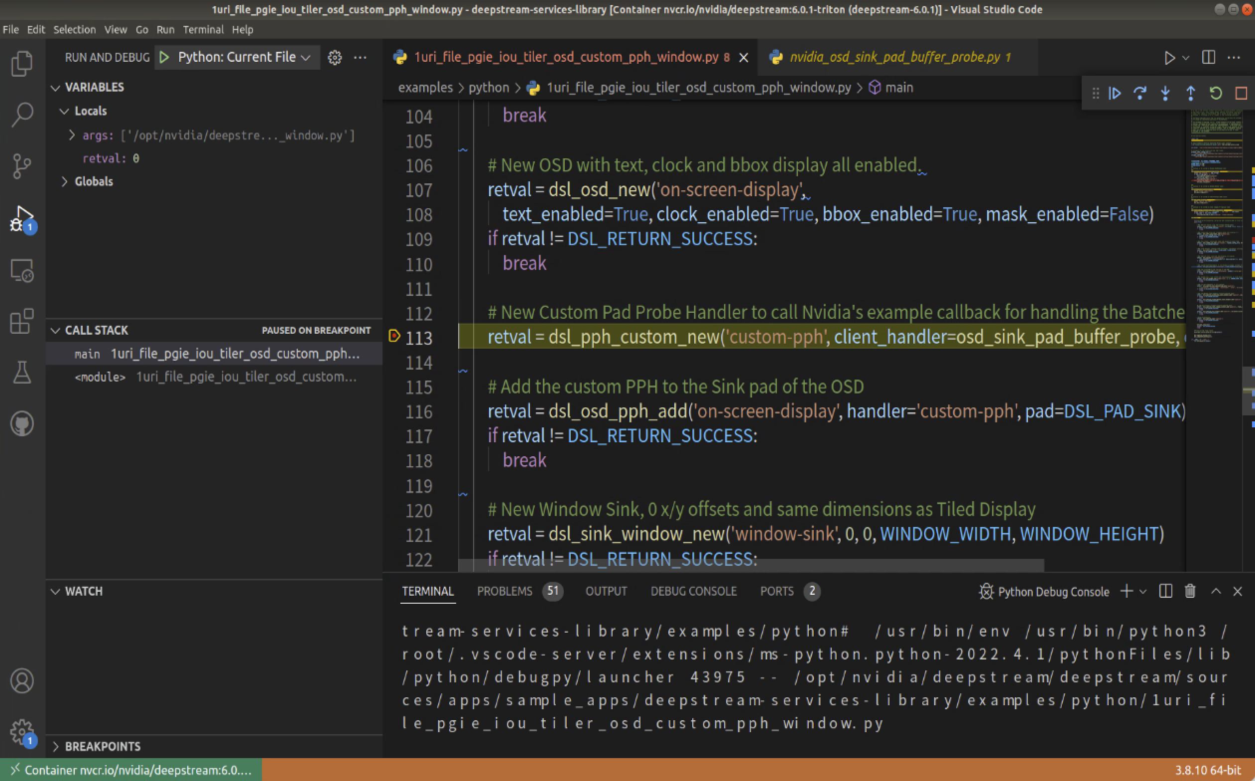 python breakpoint not work in osd_sink_pad_buffer_probe handler · Issue ...