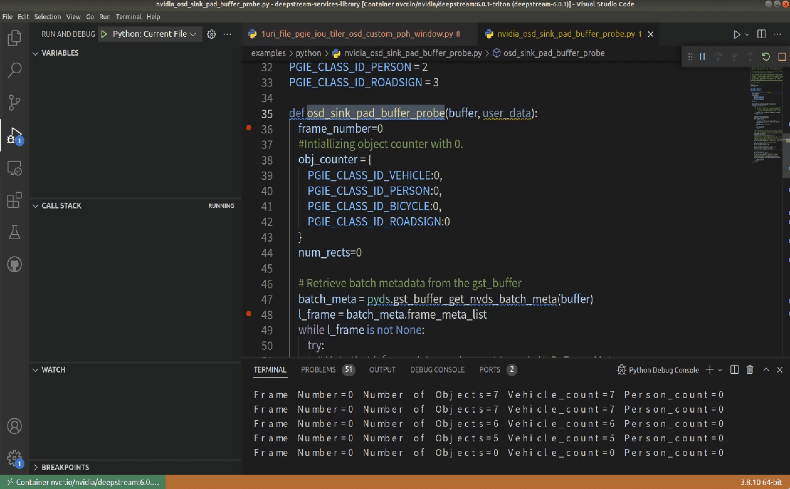 python breakpoint not work in osd_sink_pad_buffer_probe handler · Issue ...