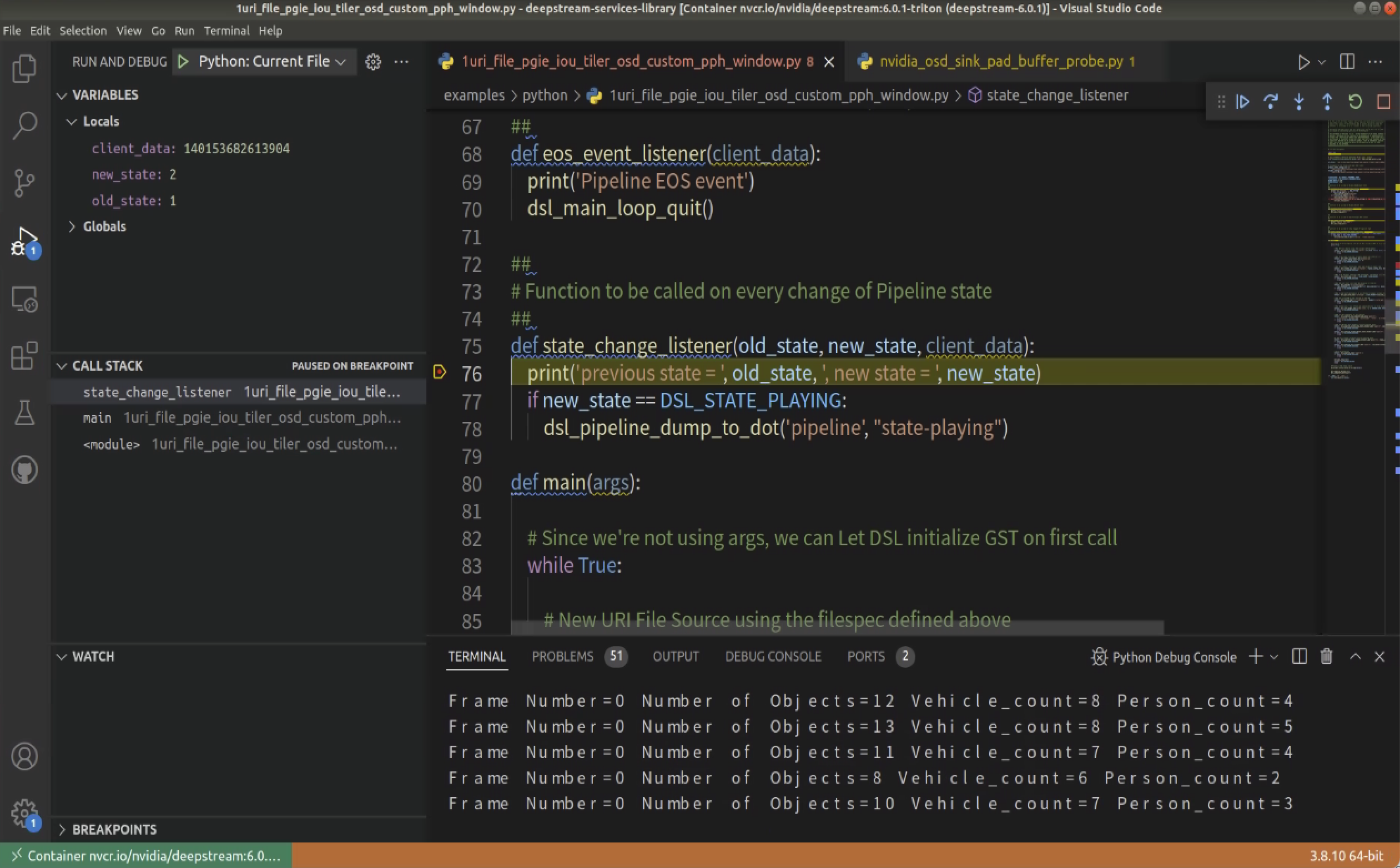 python breakpoint not work in osd_sink_pad_buffer_probe handler · Issue ...