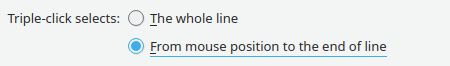 triple click - select from mouse pointer to end of the line · Issue ...