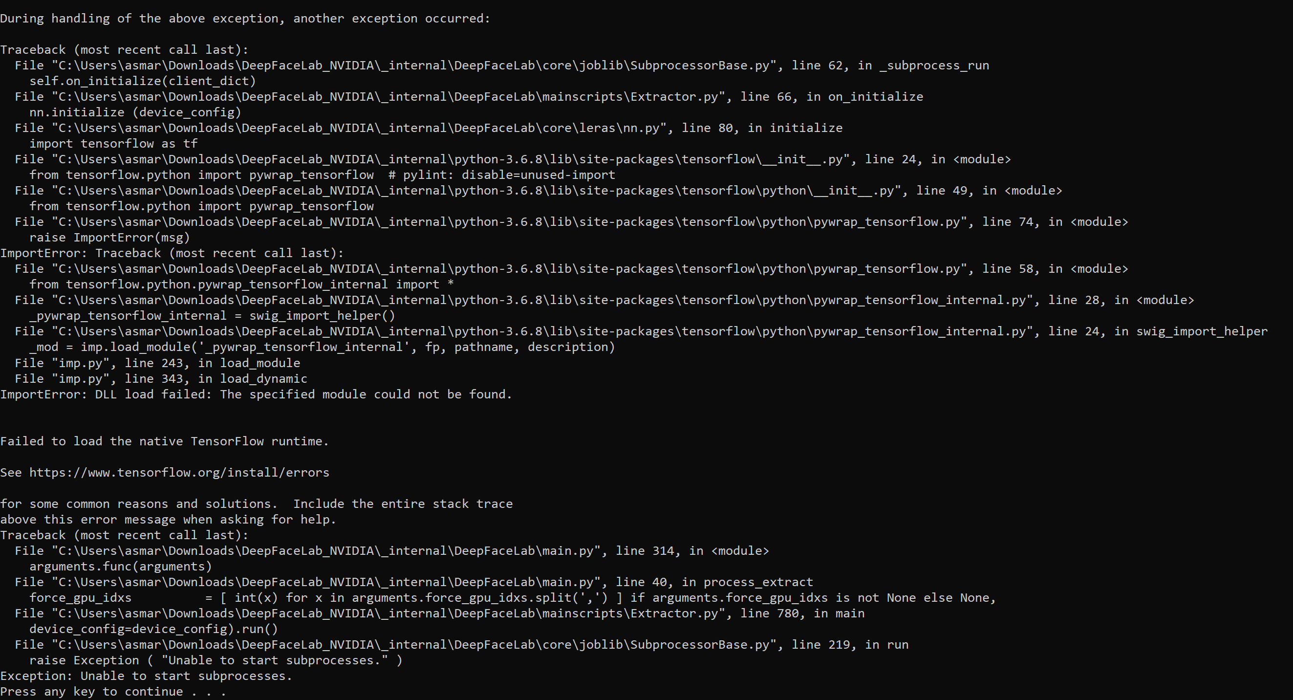 tensorflow is not tracing the faces · Issue #710 · iperov/DeepFaceLab · GitHub