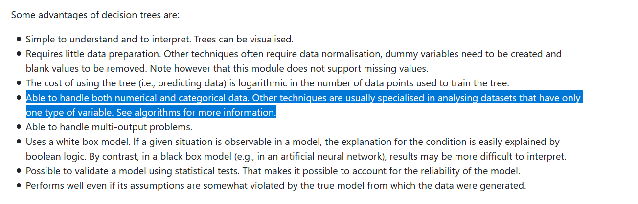 Documentation mismatch about categorical variable handling in Decision ... Documentation mismatch about categorical variable handling in Decision ...
