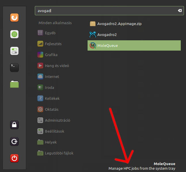 Please enable descriptions `Advanced molecular editor` and `Manage HPC jobs from the system tray ...