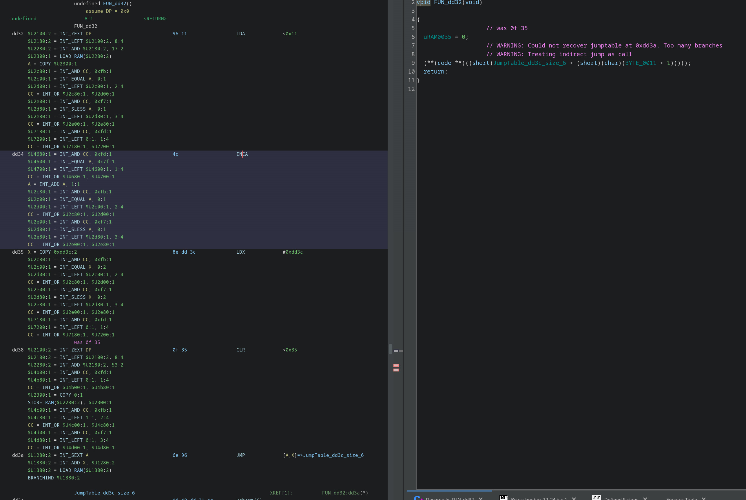 6809 decompiler: overlapping input varnodes with LSLA/B output for indexed JMP · Issue #5523 ...