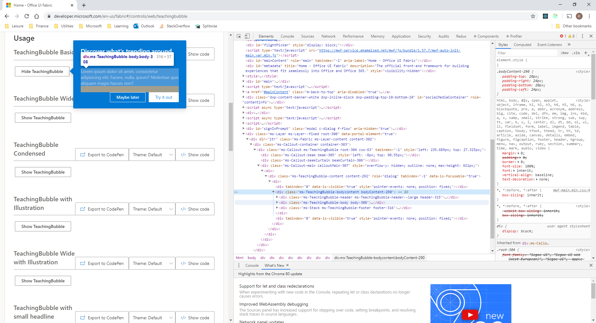 TeachingBubble has extra bottom padding if there is no primary or secondary button · Issue ...