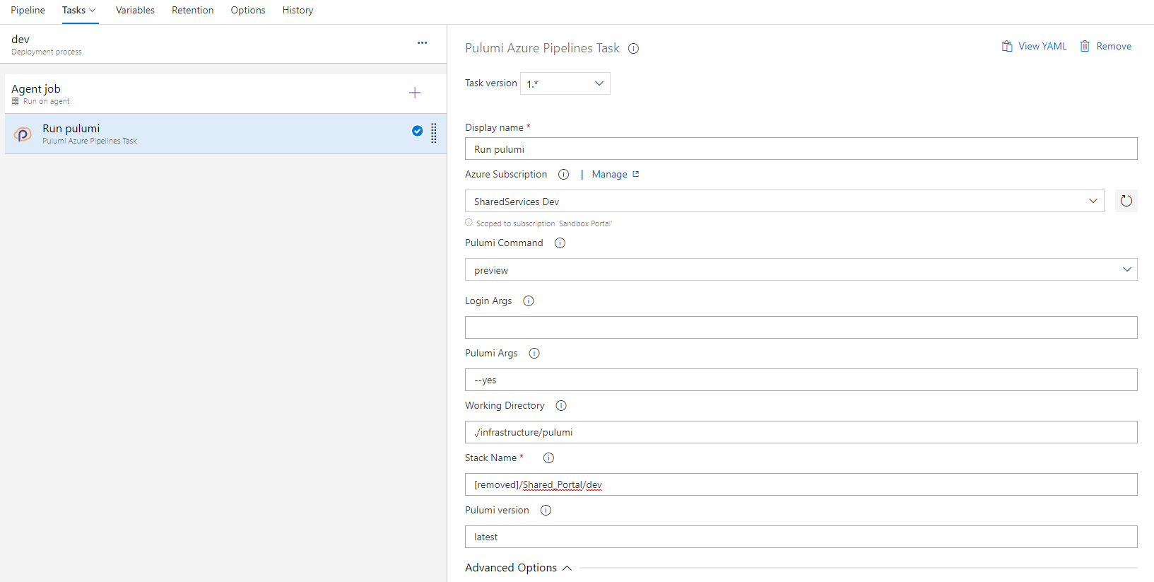 Can't start Pulumi "stack select" in AzureDevOps Release Pipeline · Issue #909 · pulumi/pulumi ...