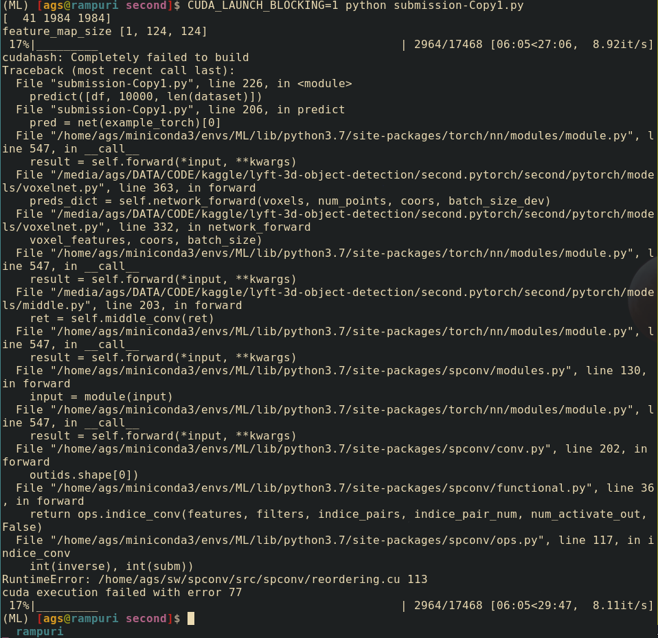 cuda execution failed with error 77 · Issue #284 · traveller59/second.pytorch · GitHub