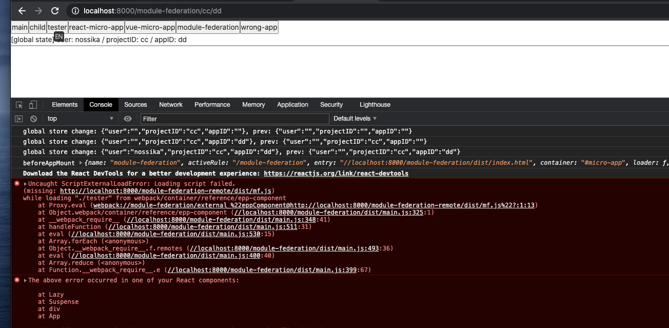 使用了module federation的子应用在qiankun中crash · Issue #1148 · umijs/qiankun · GitHub