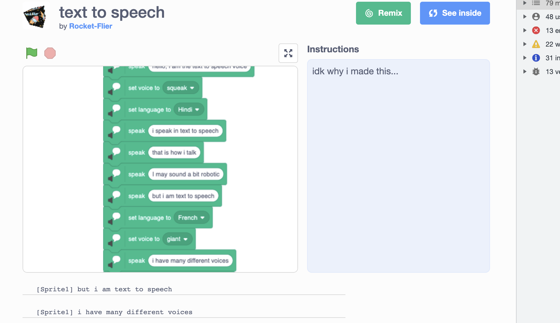 Text to speech (TTS) captions in projects · Issue #6016 · ScratchAddons ...