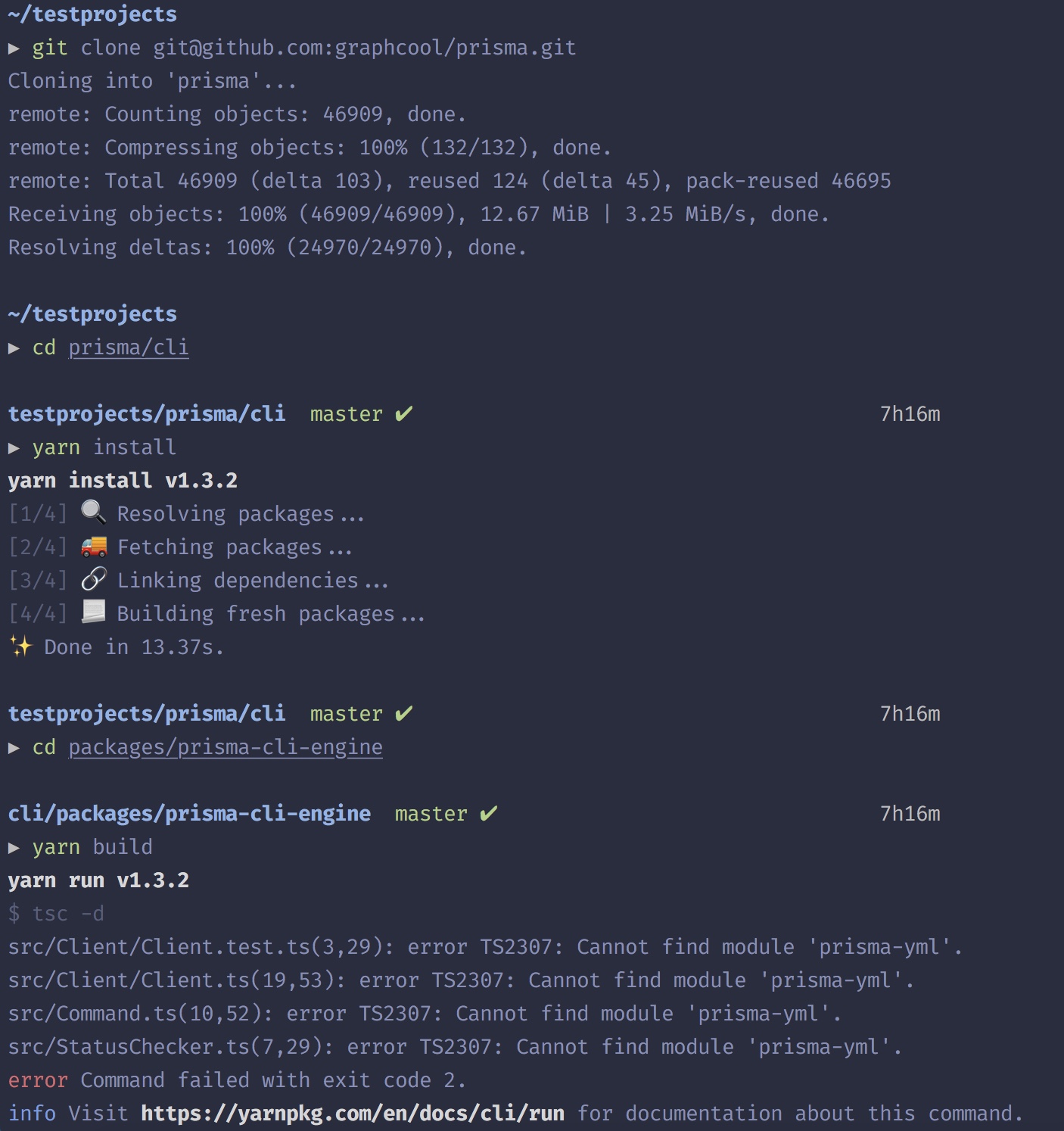 Unable to build CLI locally · Issue #1932 · prisma/prisma1 · GitHub