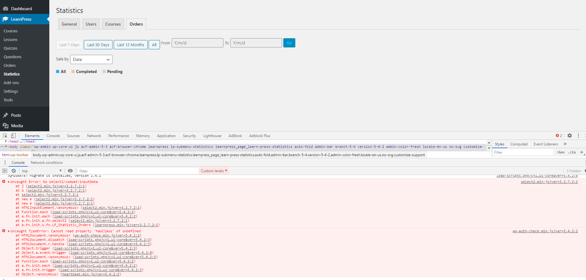 "Ordered" courses statistics not working · Issue #436 · LearnPress/learnpress · GitHub