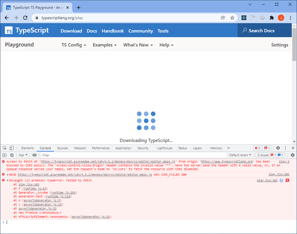 Playground: down at the moment? · Issue #2187 · microsoft/TypeScript-Website · GitHub