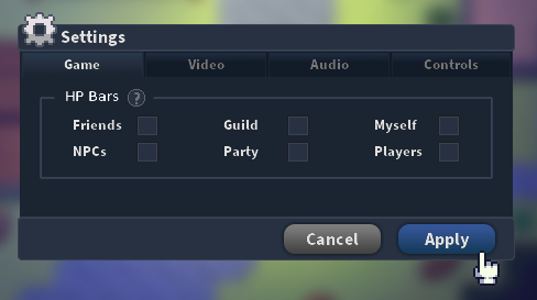 feature: game settings for in-game visibility of HP bars · Issue #969 ...