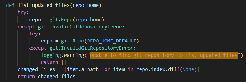 What are the common causes for 'Unable to find git repository to list ...