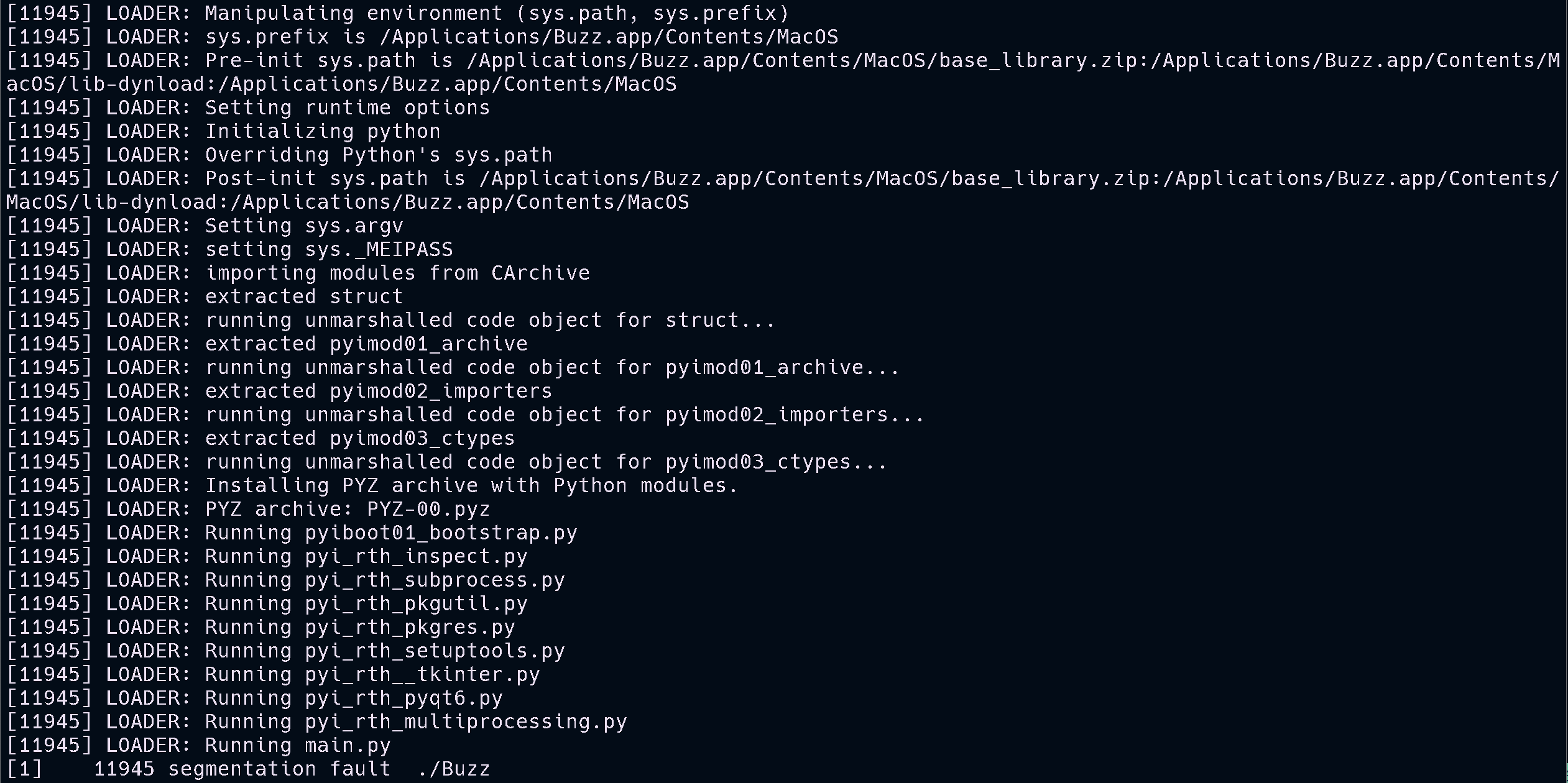 SegFault Mac Book Pro 16 inch intel · Issue #144 · chidiwilliams/buzz ...