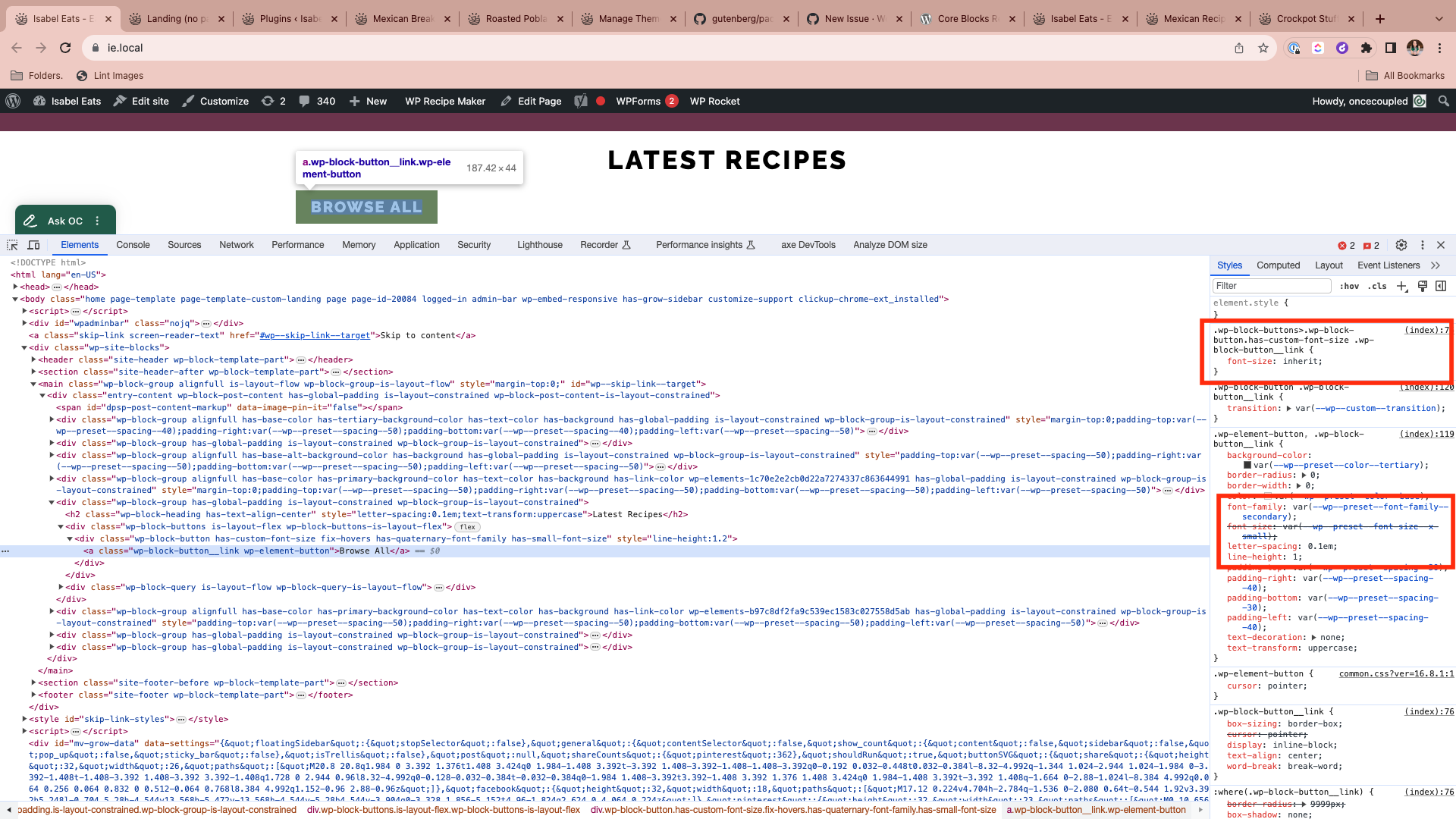Allow button typography from theme.json to be overridden via the editor · Issue #55681 ...