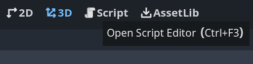 Add Tooltip To 2d 3d Script Assetlib Buttons That Shows Keyboard Shortcut Ctrlf1 F2 F3