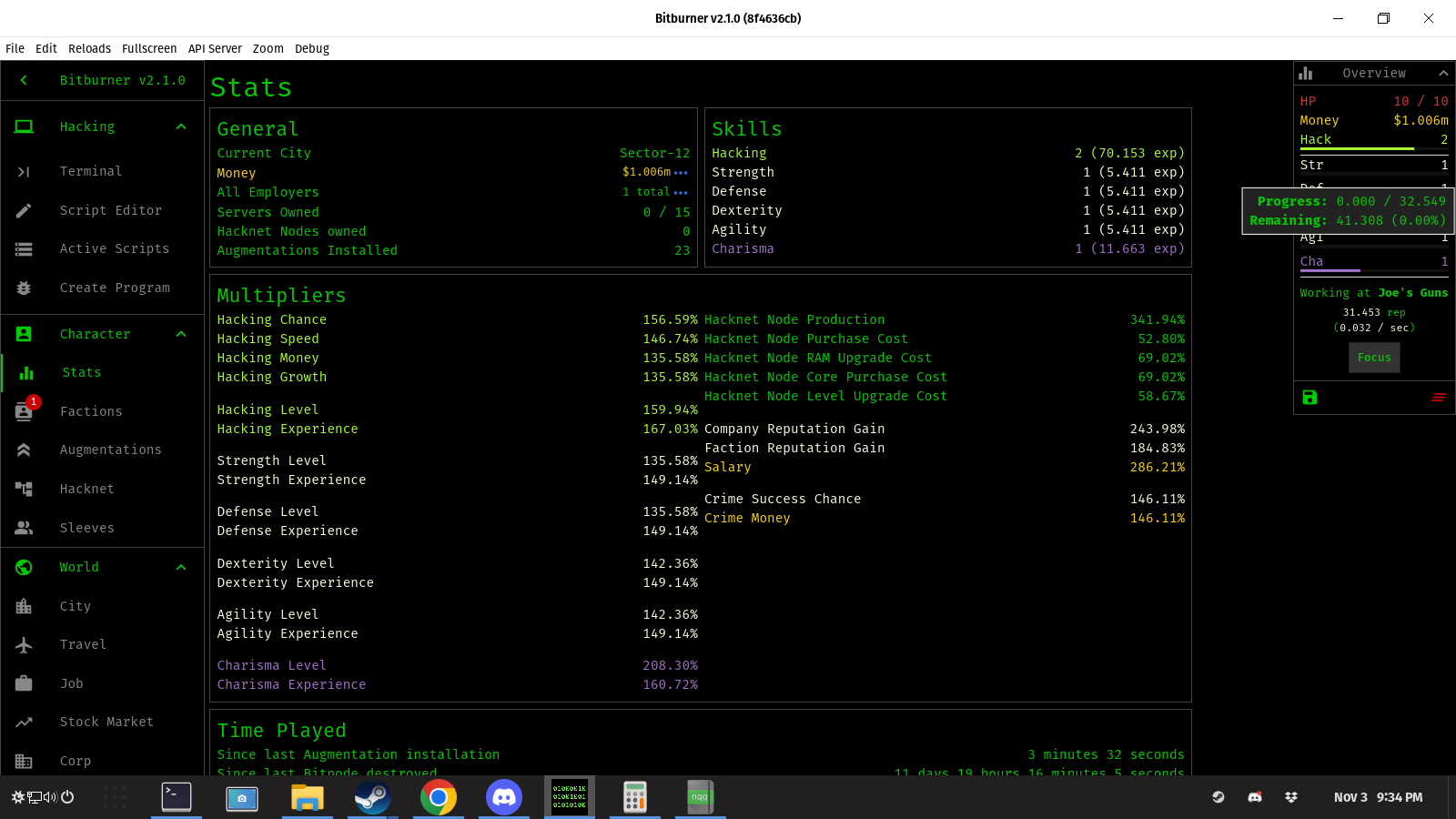 Odd exp penalty upon Aug Install (may be BN10 related?) · Issue #189 · bitburner-official ...