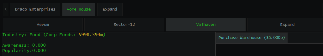 GetWarehouse for cities your corp is in, but does not have a warehouse, crashes scripts with ...