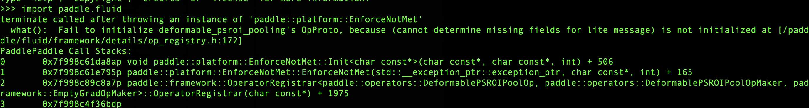 新写了一个新的OP，编译成功，但是import paddle.fluid时报错，这可能是什么原因呢？ · Issue #17316 ...