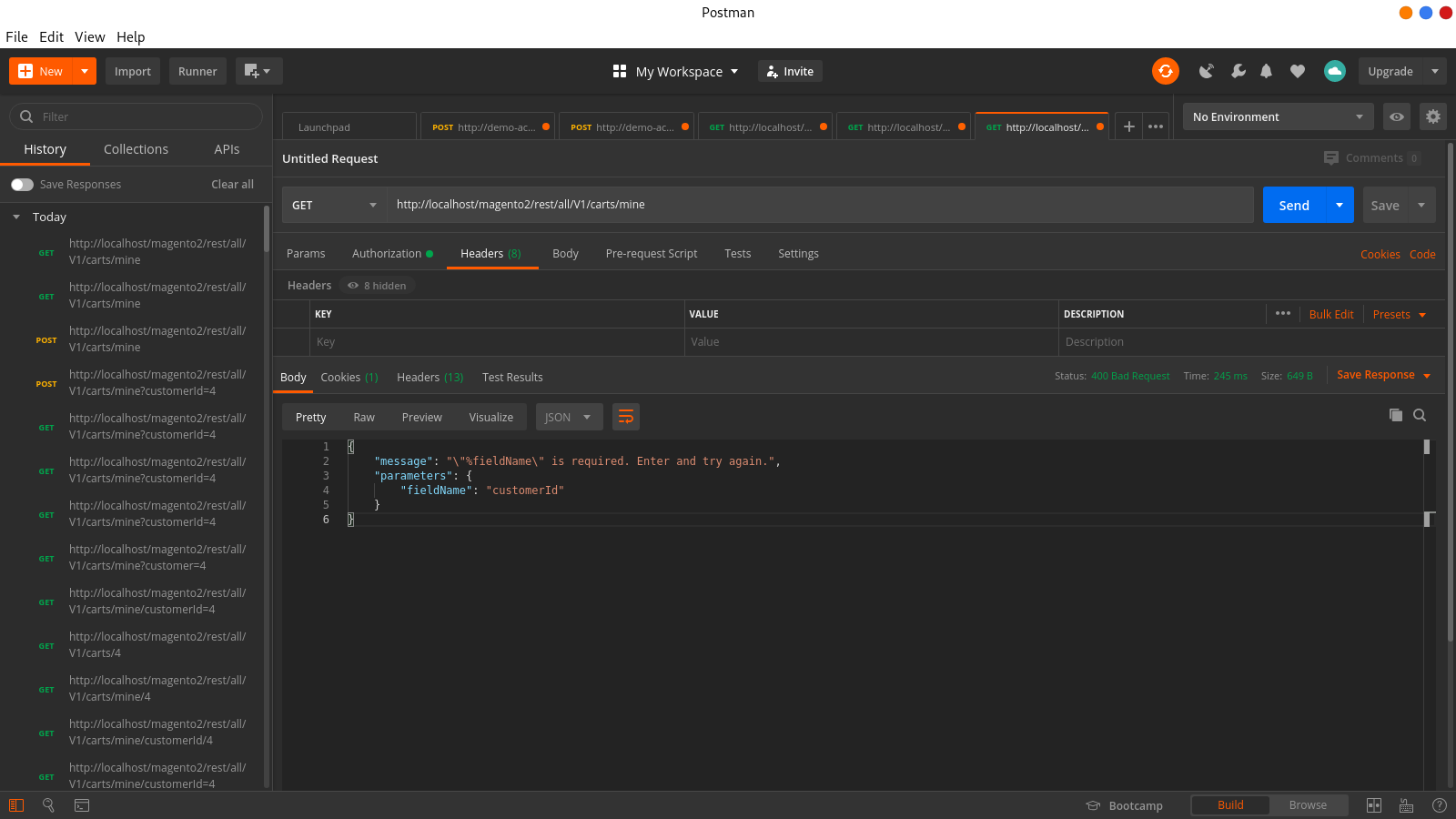 GET - /rest/all/V1/carts/mine says customerId is required. · Issue #27991 · magento/magento2 ...