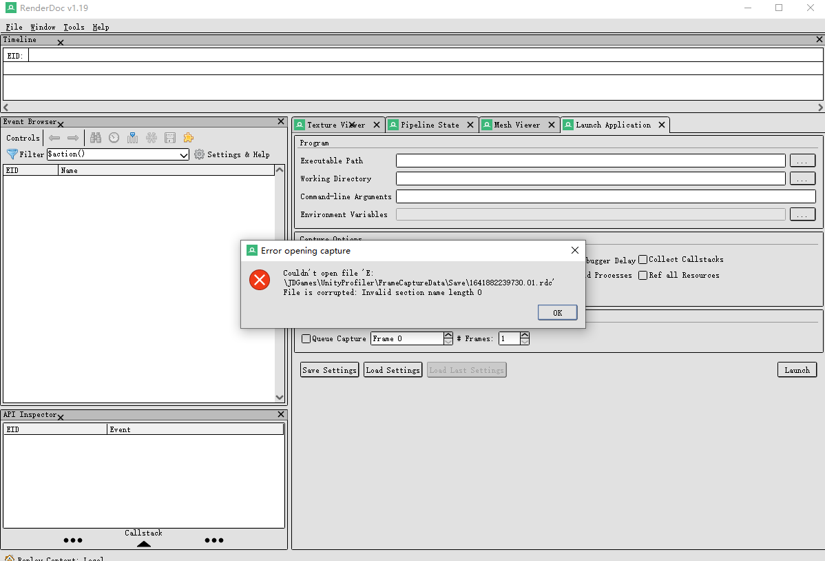 Error Opening Capture · Issue 2565 · Baldurk Renderdoc · Github