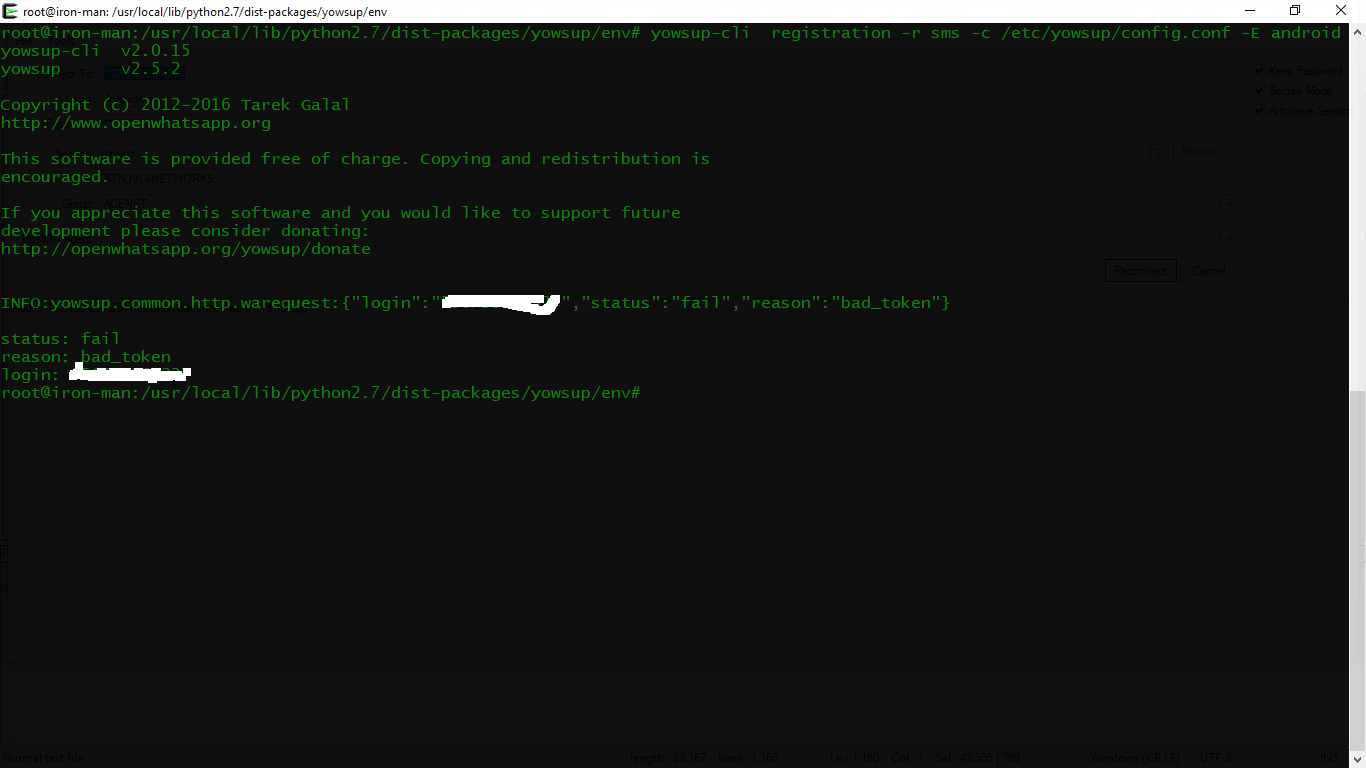 Bad token and old version · Issue #2196 · tgalal/yowsup · GitHub