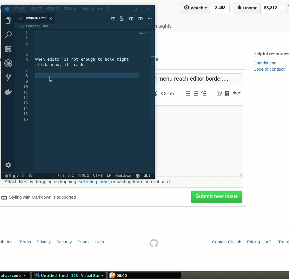 [bug] with custom window title bar, right click menu crash if reach editor border · Issue #58257 ...