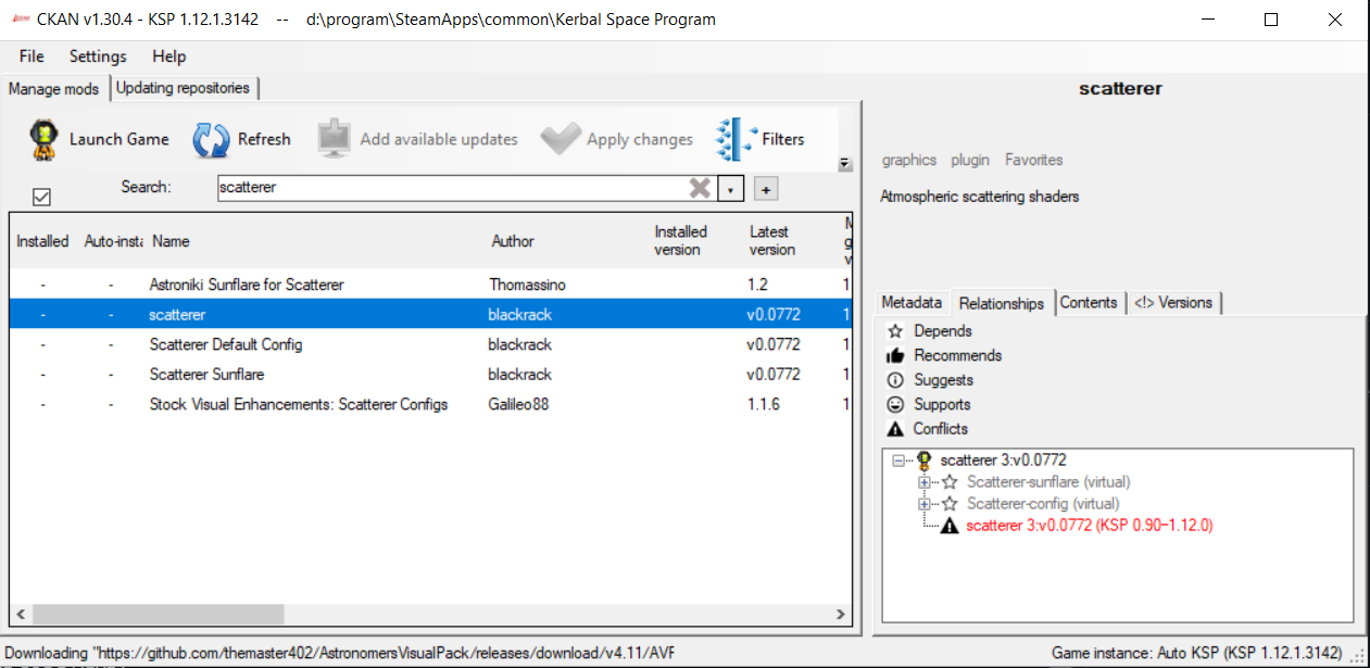Can't install Scatterer · Issue #8637 · KSP-CKAN/NetKAN · GitHub