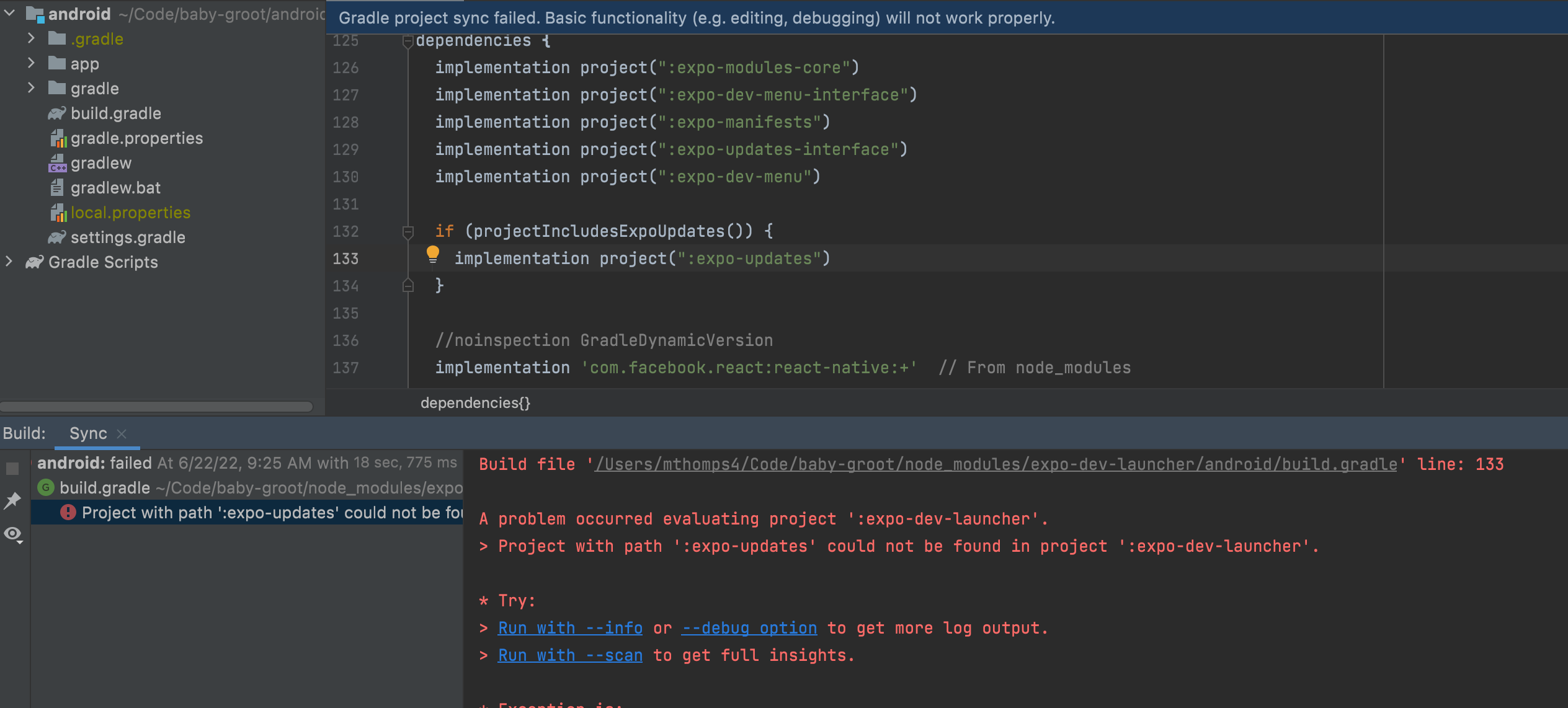 Cannot build Android from Android Studio · Issue #17853 · expo/expo · GitHub