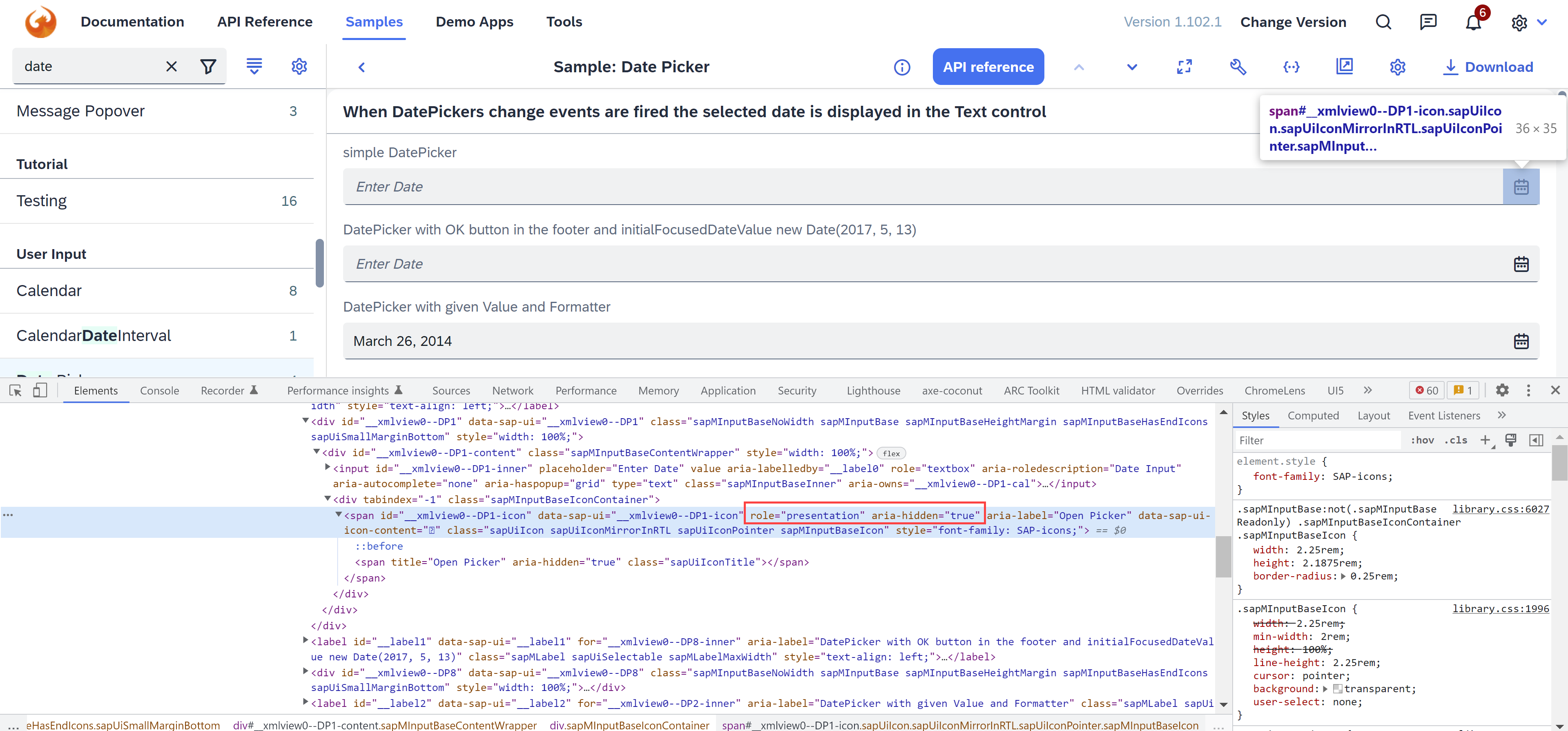 [SF][A11y][DatePicker] - Date picker graphics are decorative and must be hidden from screen ...