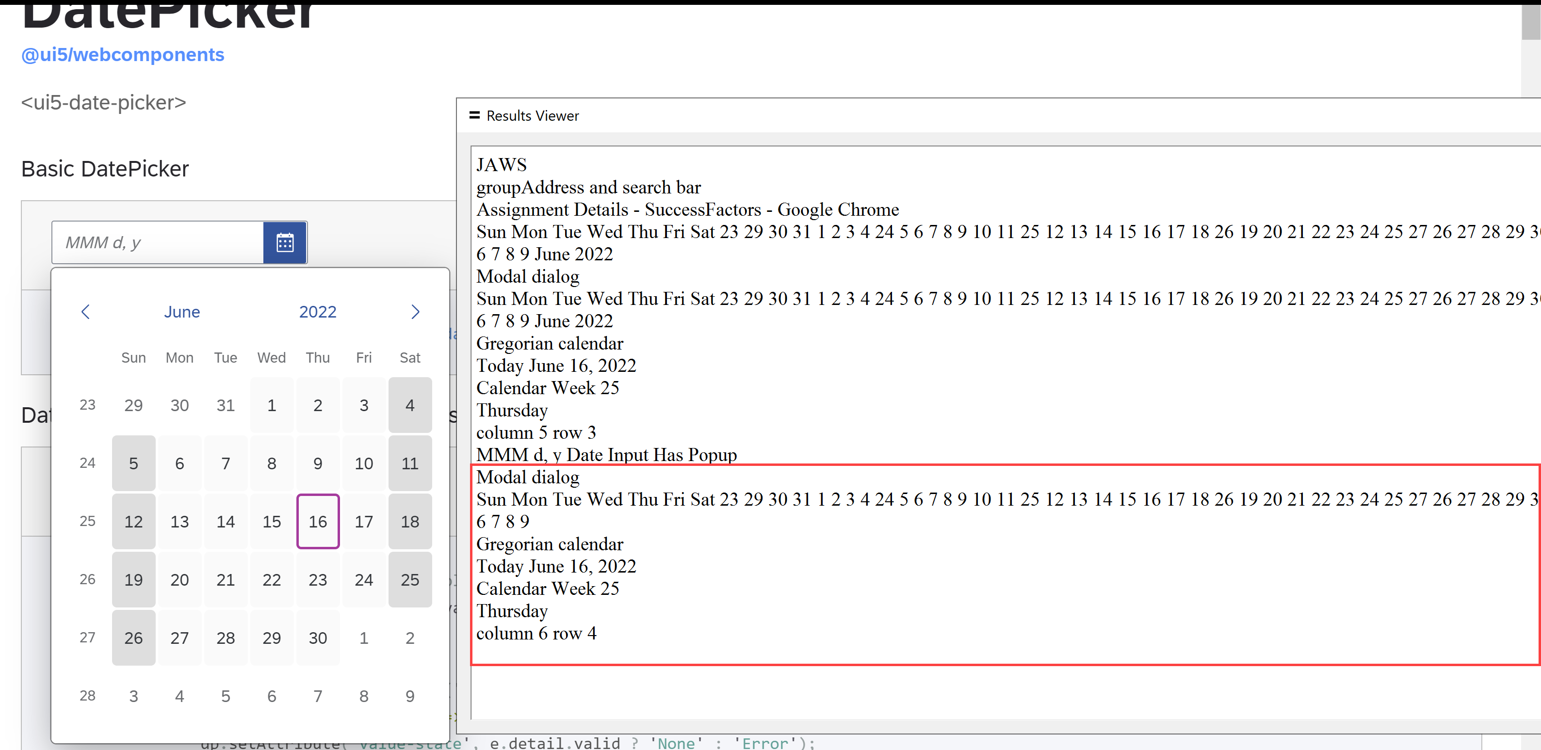 [SF][A11y][DatePicker] - When the date picker is opened, JAWS announces the entire calendar ...