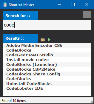 GitHub - DreamVB/Shortcut-Master: Easy access your start menu items ...