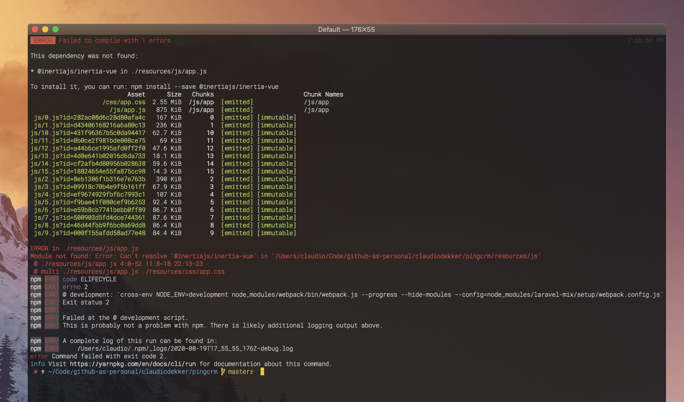 [Contribution Guide / PingCRM] Yarn Link & Yarn Install not working · Issue #190 · inertiajs ...